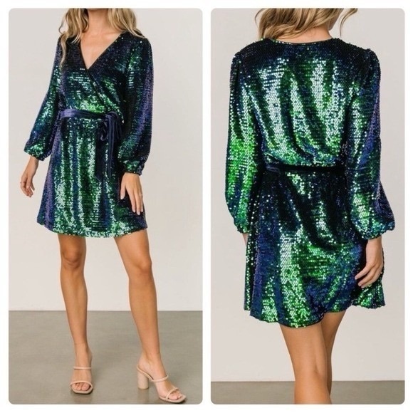 Baltic Born | Dresses | Baltic Born Green And Blue Sequin Dress | Poshmark